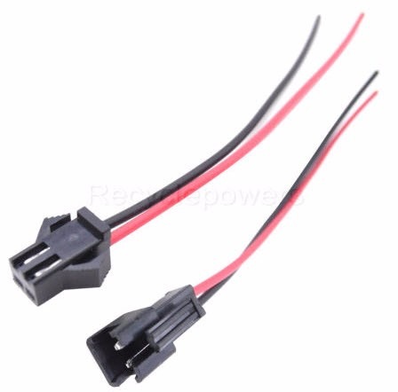 JST-SM 2.54mm 2-Pin Connector Plug Female & Male with Wires Cables ...