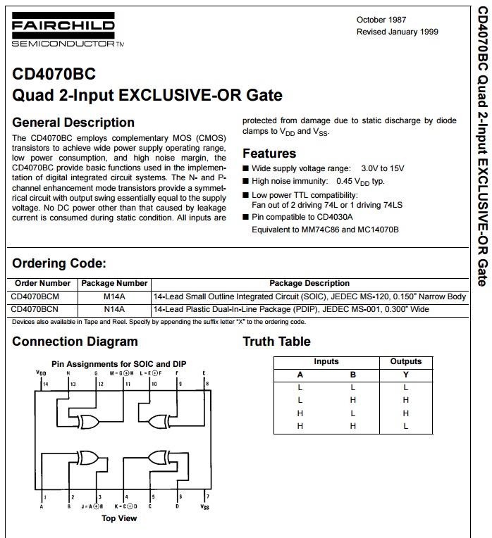CD4070BE Quad 2-Input EXCLUSIVE-OR Gate :: Micro JPM
