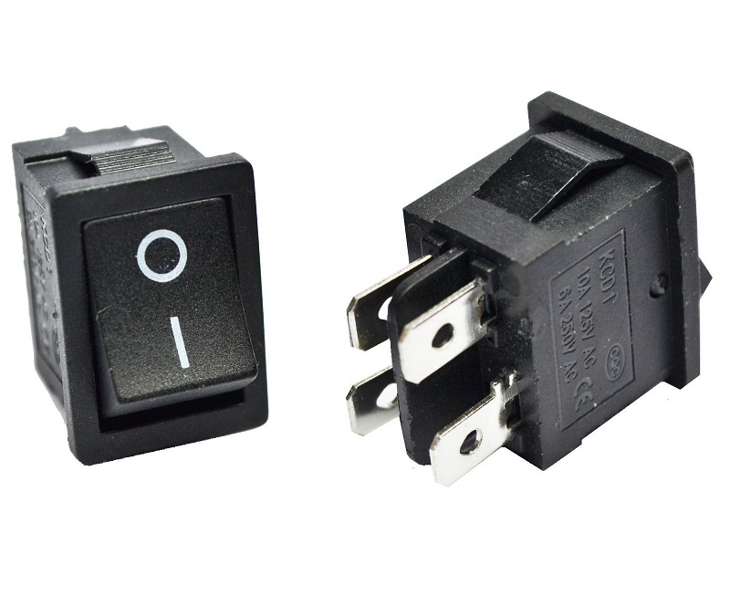 Rocker Switch Black ON/OFF DPST 6A 250VAC Panel Mount :: Micro JPM