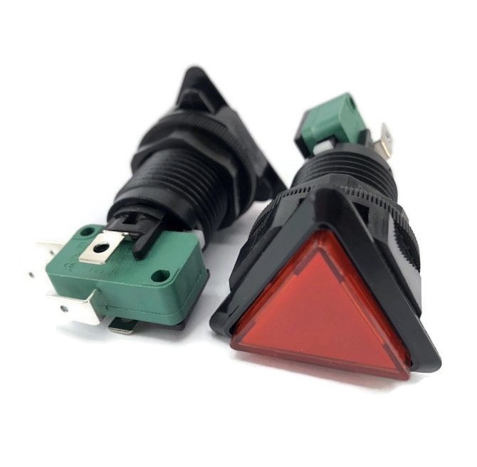Red Triangle Illuminated Push Button Switch SPDT Momentary 12V :: Micro JPM