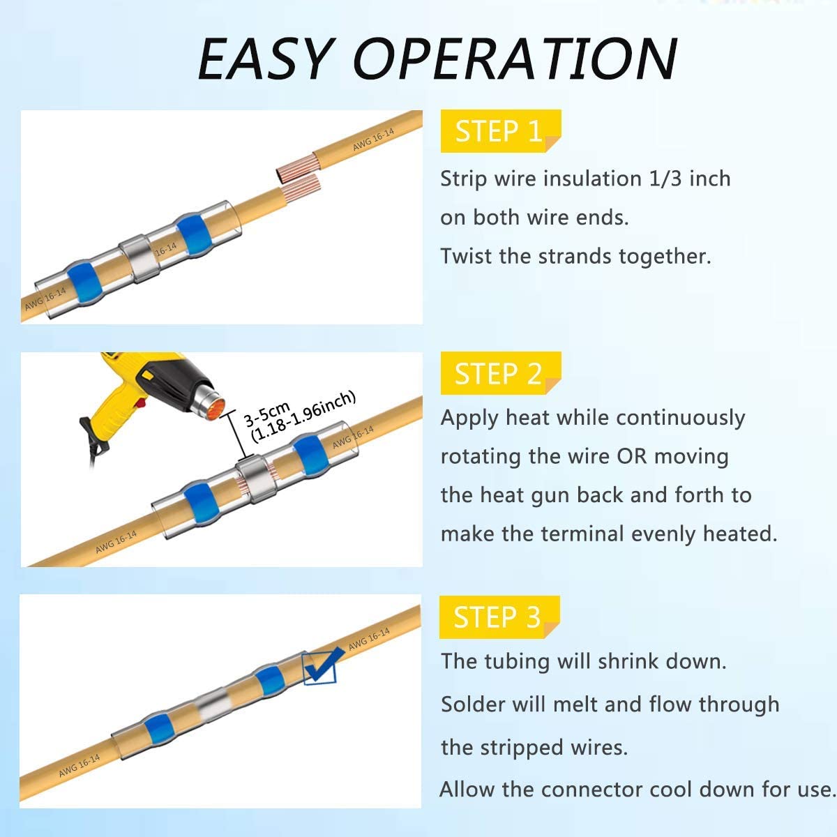 Yellow Solder Seal Wire Connector (12-10AWG) :: Micro JPM