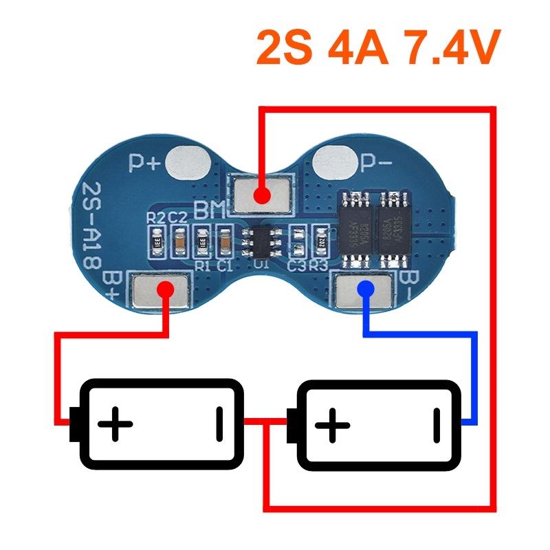 2S Battery Protection Board (BMS) 4A 8.4V :: Micro JPM