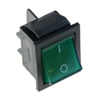 Rocker Switch Green ON-OFF DPST (with lamp) 16A 250VAC Panel Mount ...